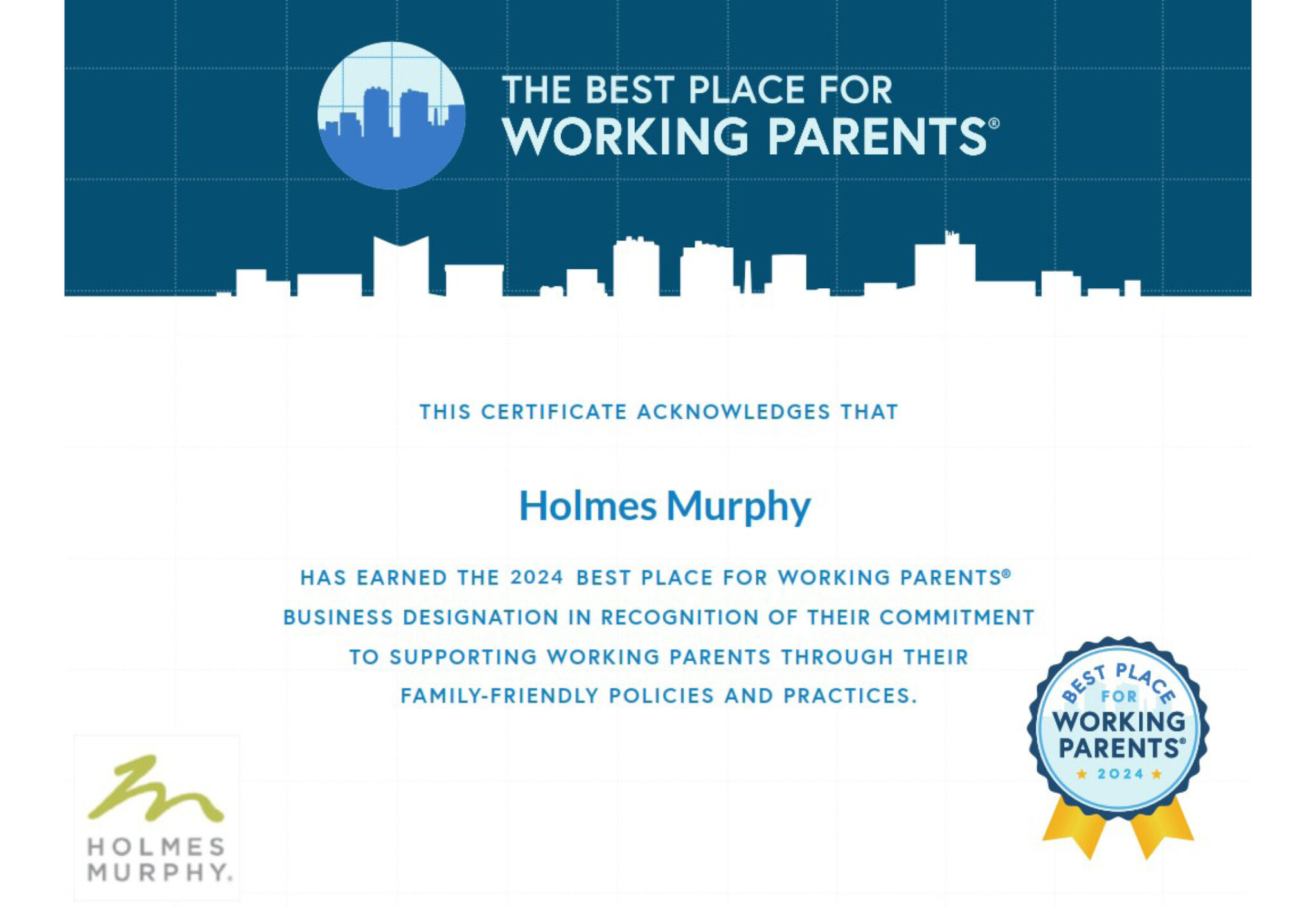 Holmes Murphy Recognized as a Best Place for Working Parents - Holmes ...